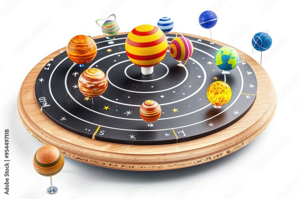 Colorful solar system model showcasing planets on a circular base ...
