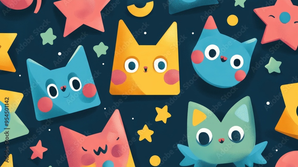 2D cartoon style flashcards designed for children s shape learning ...