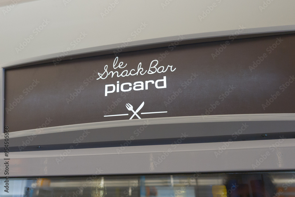 Picard snack bar sign brand and text logo front facade fresh Surgeles ...