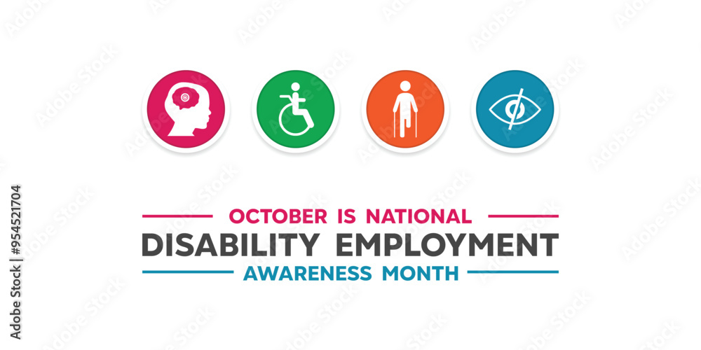 National Disability Employment Awareness Month. Peoples and eye. Great ...