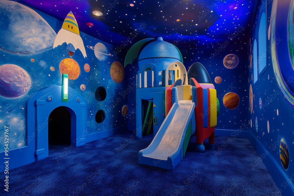 Cosmic Play: A Space-Themed Playroom in a Family House with Planets and ...
