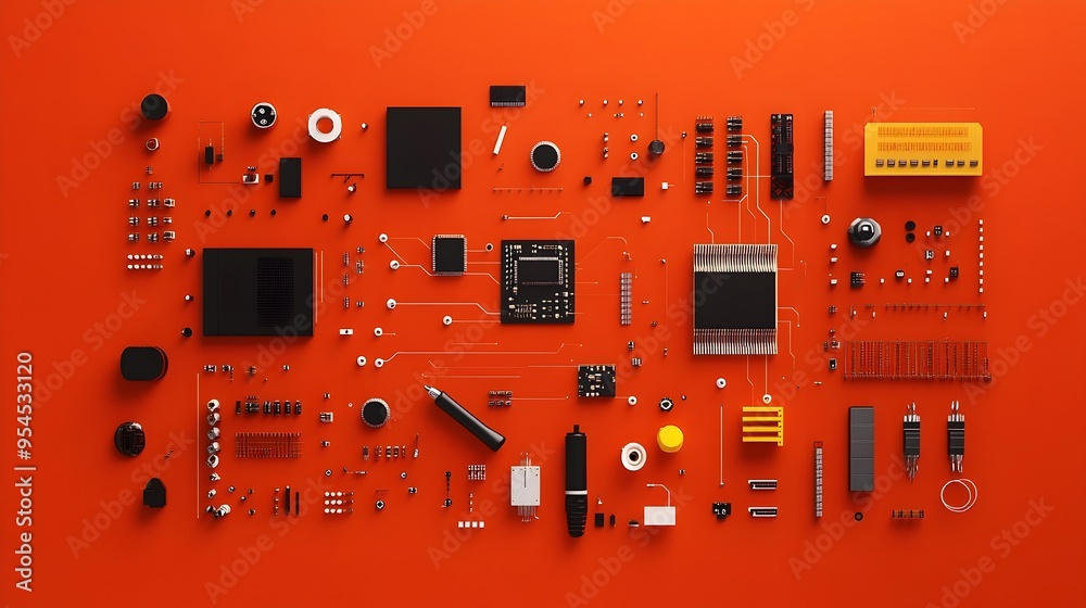 Papercraft Circuit Diagram Symbolizing Electronic Engineering Stock ...