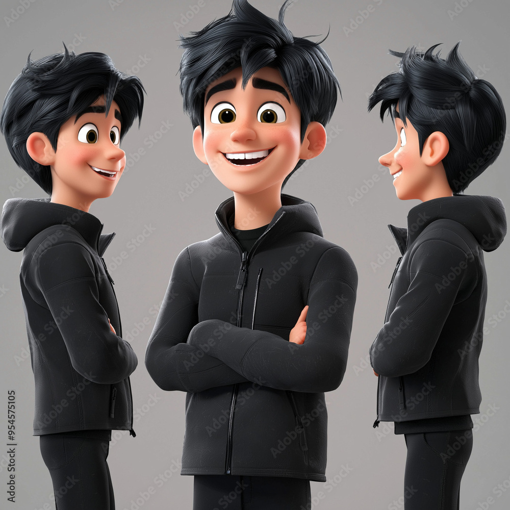 A handsome guy with multiple poses and expressions, man character sheet ...