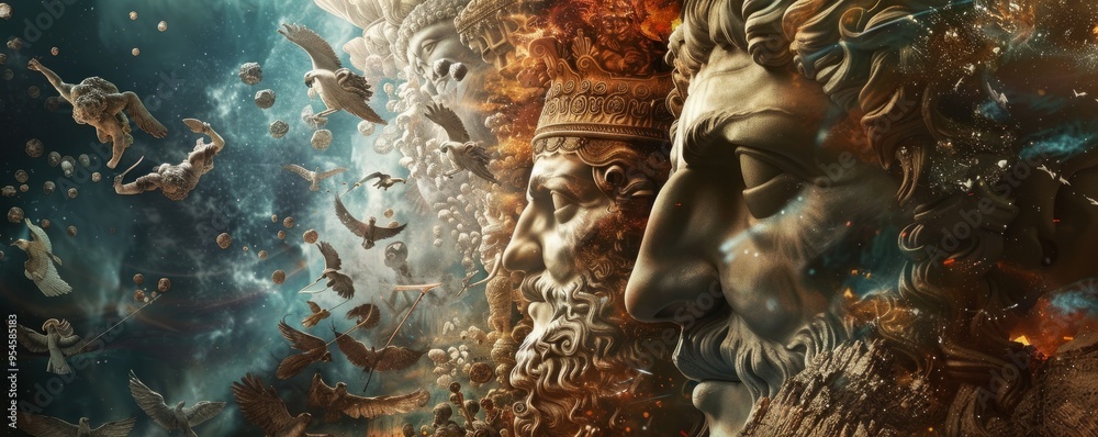 Mythology collage with gods, goddesses, and ancient symbols, 4K ...