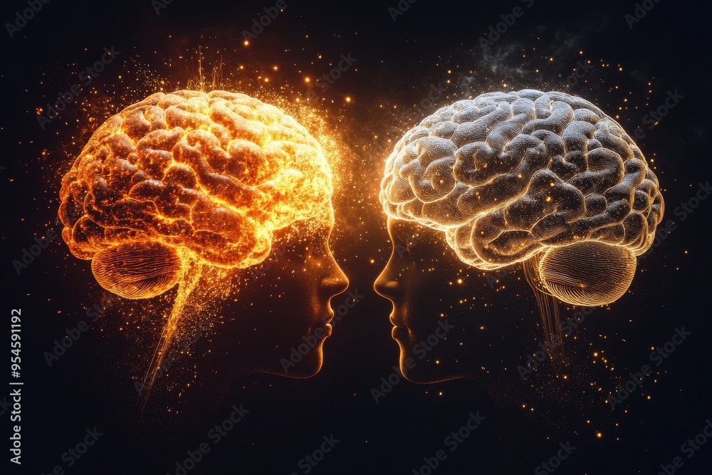 Cognitive load Heartwarming Contrasting fiery and cool brains symbolize ...