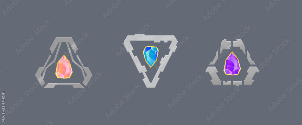 Sci Fi Futuristic Triangle Frame Game UI Military Logo Elements ...