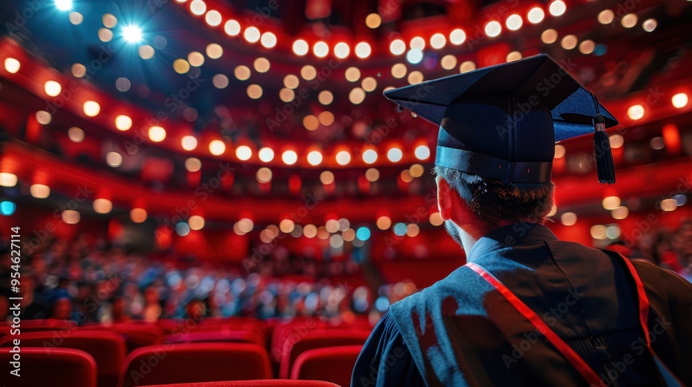 Graduation Ceremony: A grand auditorium setting where graduates ...