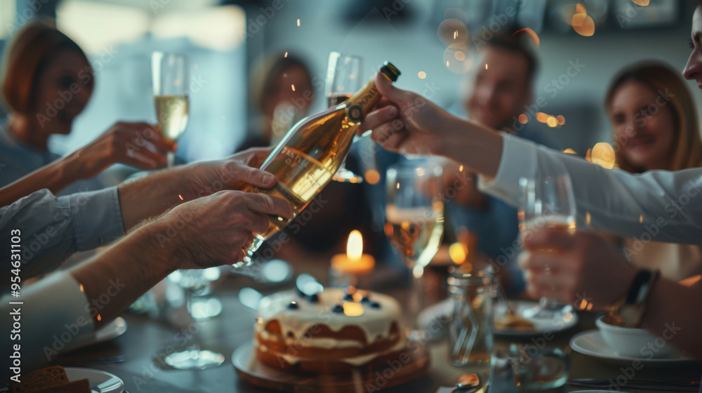 Promotion Celebration: A small office gathering with coworkers around a ...