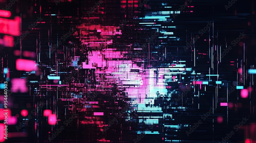 Technical Difficulties Screen with Glitch Effect and Distorted Pixels ...