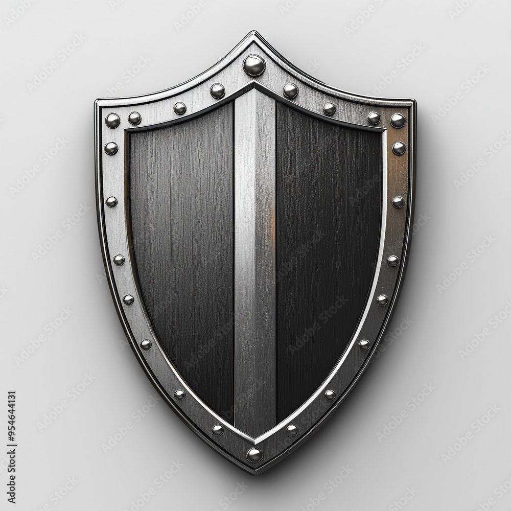 Steel Shield: A classic, medieval-style shield with a metallic finish ...