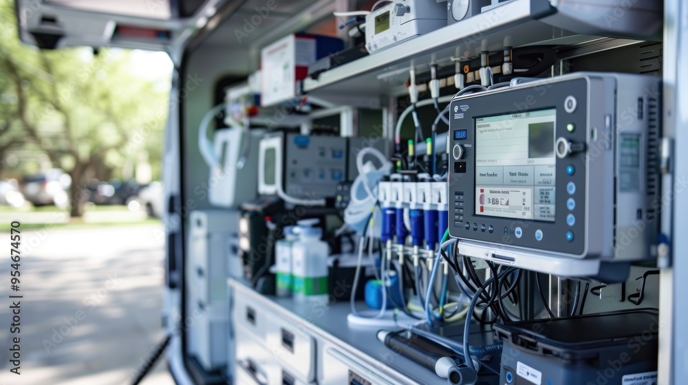 Inside a hospital's mobile health screening vehicle, fully equipped ...