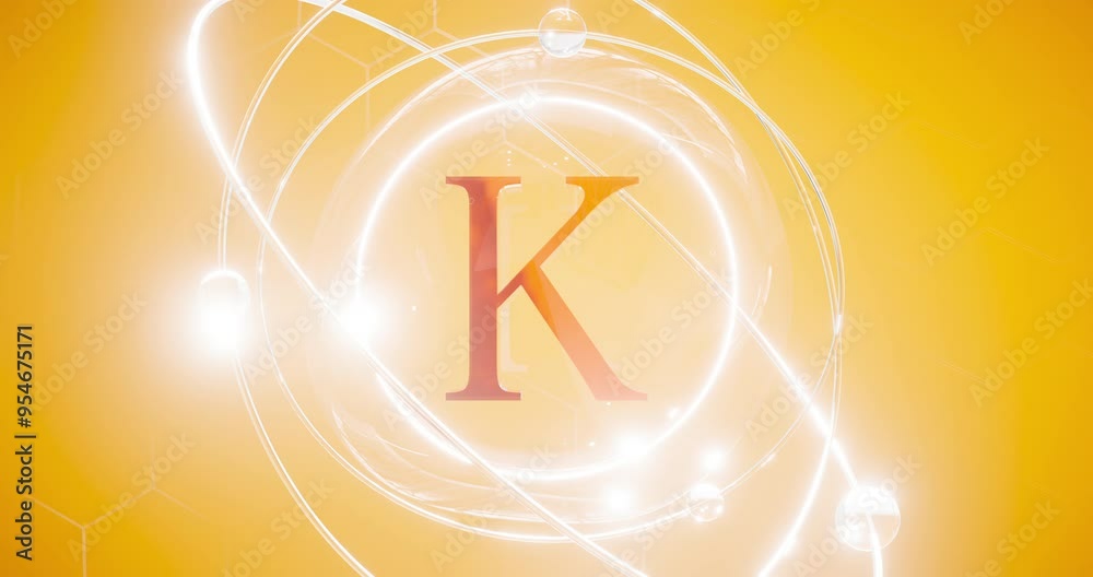Potassium symbol - K in a sphere with orbitals and electrons spinning ...