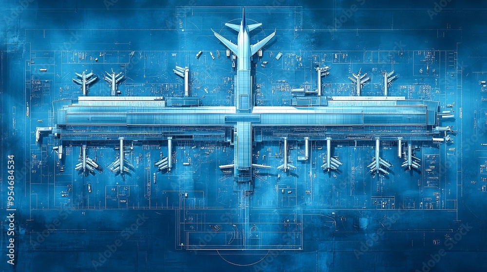 Airport terminal blueprint gate layouts baggage claim security ...