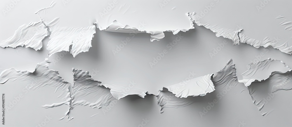 Side perspective of a tear in a sheet of paper. with copy space image ...