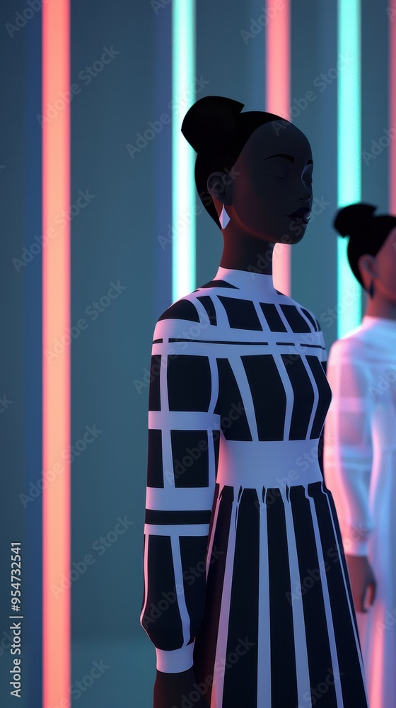 Gen Z-curated virtual fashion show. Digital clothing on diverse avatar ...