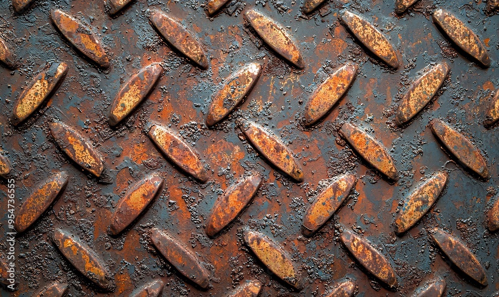 Old rusty diamond plate with heavy corrosion showing detailed grunge ...