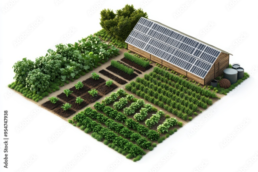 Sustainable Farming Practices: A modern, eco-friendly farm with solar ...