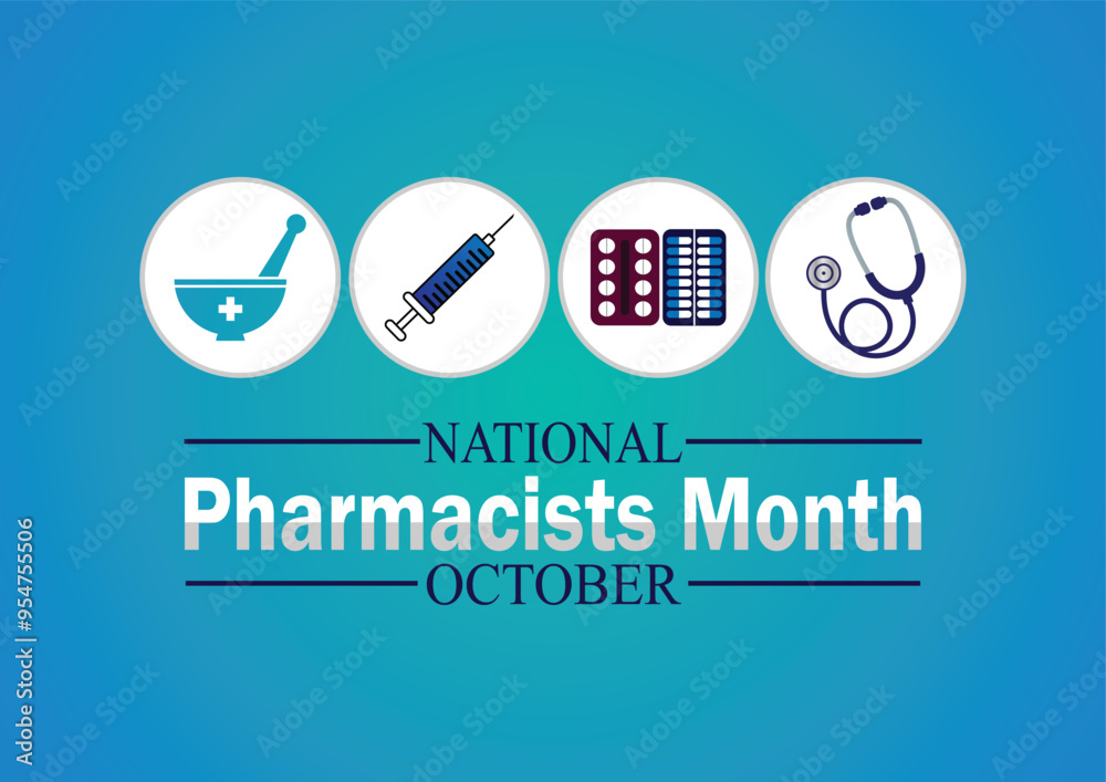 National Pharmacists Month October wallpaper with shapes and typography ...