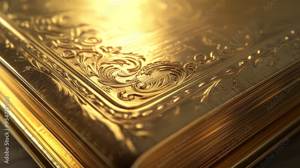 Design an image of a golden book cover with embossed details. The book ...