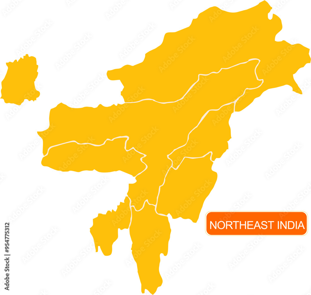 Map of India's Eight Sisters States previously known as the Seven ...