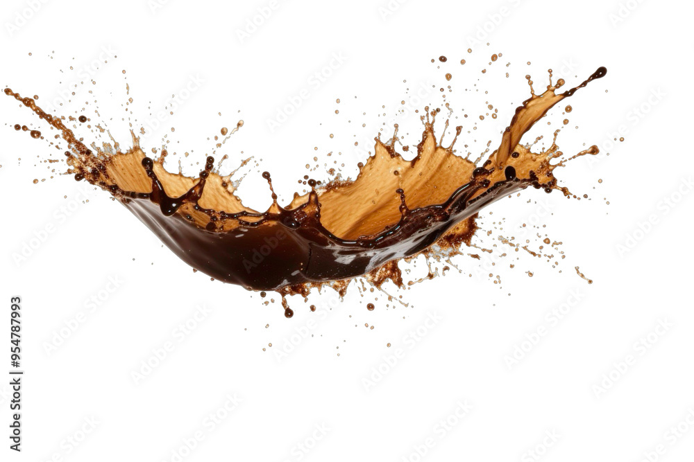 Splashes of coffee liquid splash in large waves, perfect for food or ...