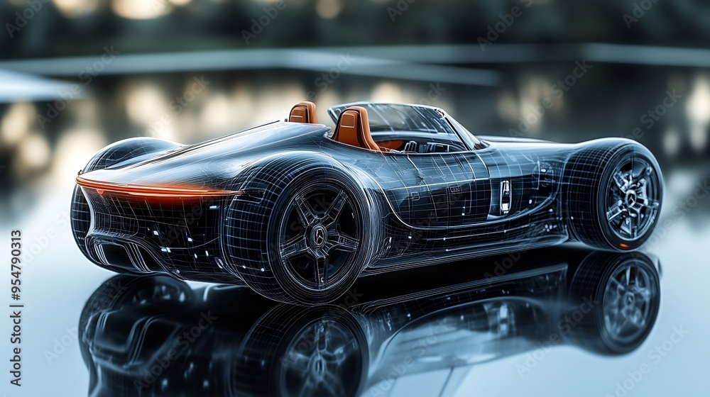 Futuristic vehicle blueprint aerodynamic design electric propulsion ...