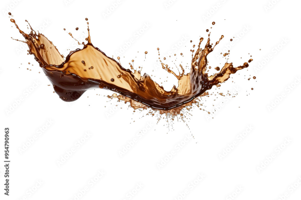 Splashes of coffee liquid splash in large waves, perfect for food or ...
