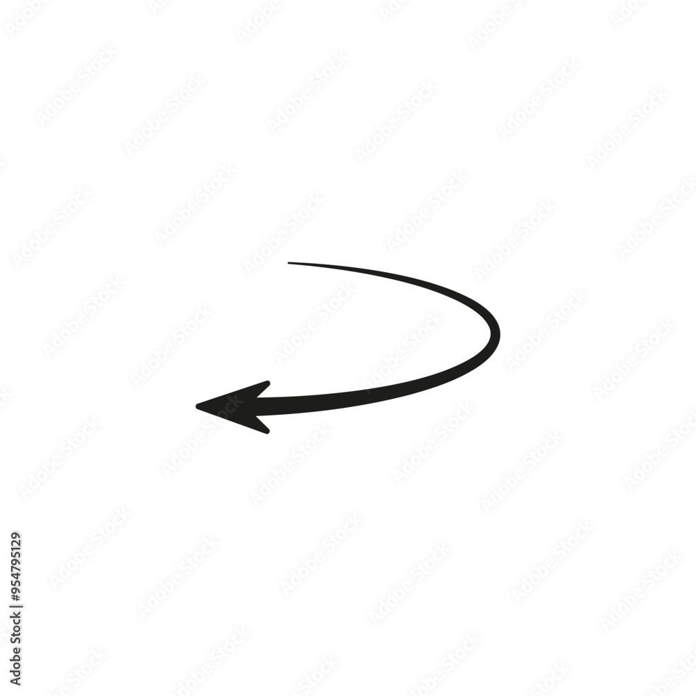Semicircular thin arrow. Rounded curved shape. The semi circle arrow is ...