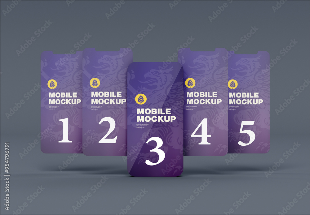 Mobile Perspective Ui Screens Mockup Stock Template | Adobe Stock