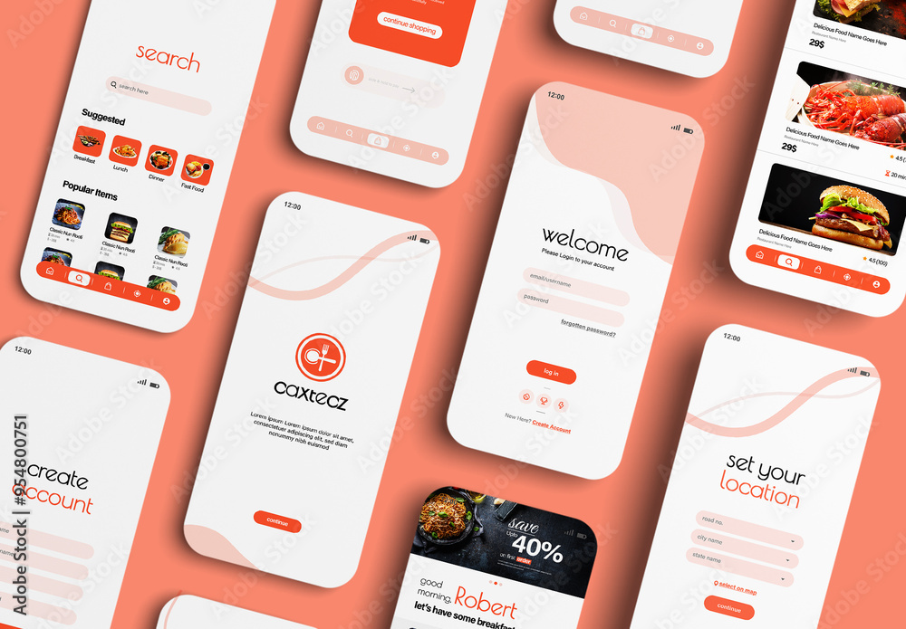 Responsive Food App UI Layout Stock Template | Adobe Stock