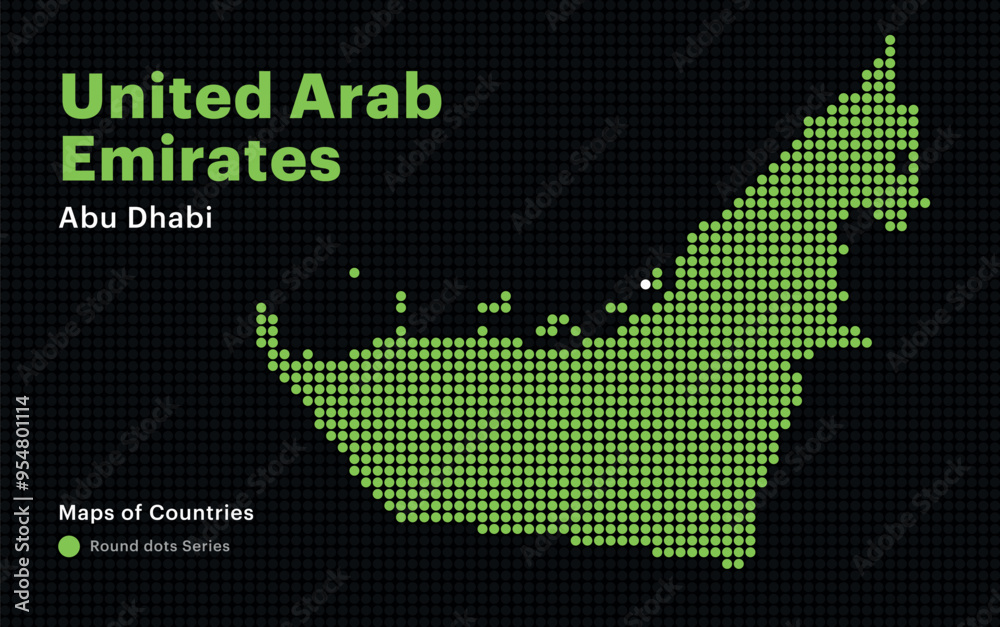 Creative Dotted Map of United Arab Emirates with capital Abu Dhabi ...