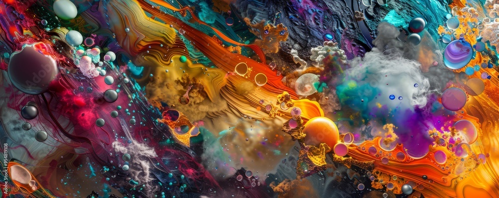 Artistic chaos collage with an explosion of colors, shapes, and ...