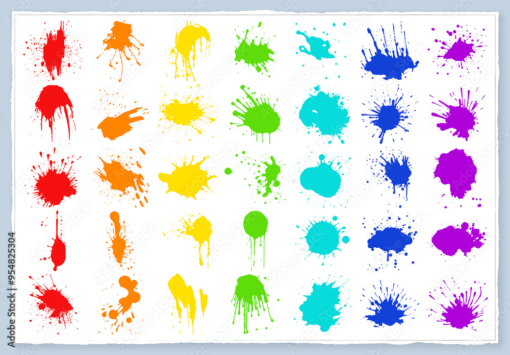 Vector colorful ink drops and paint splashes Hand drawn design elements ...