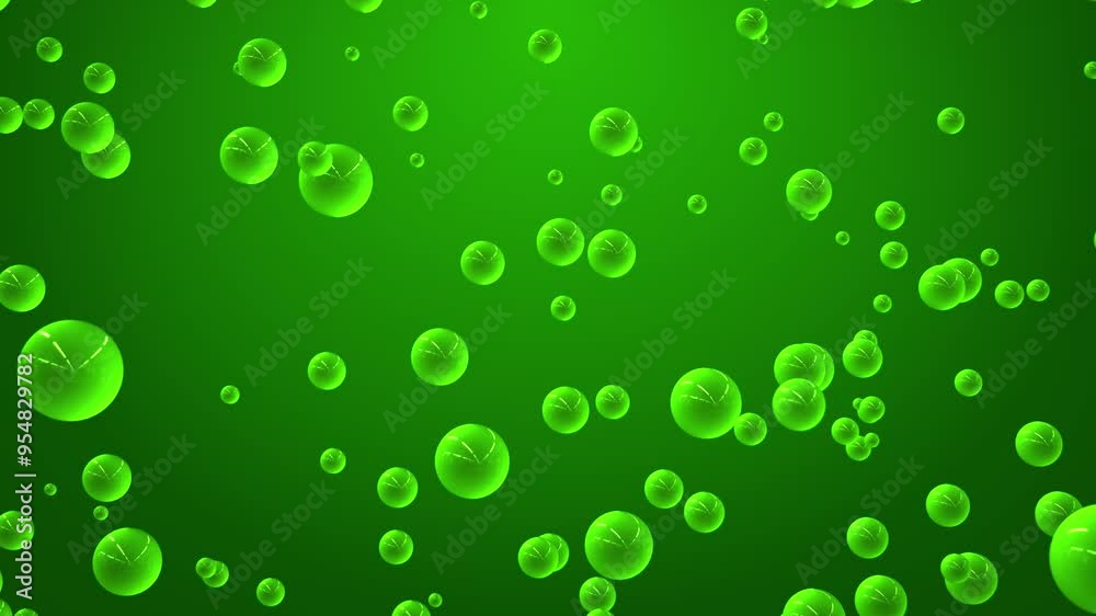 Seamless looped organic screensaver with transparent green bubbles ...