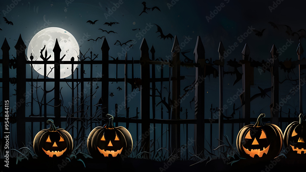 vector, vampire, helloween, happy, bat, invitation, moon, horror ...