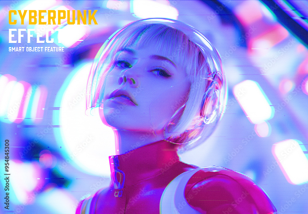 Cyberpunk Effect with Generative AI Stock Template | Adobe Stock