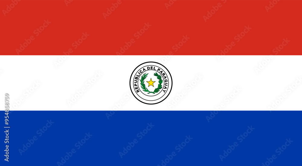 Flag of Paraguay. Accurate dimensions and official colors. Symbol of ...