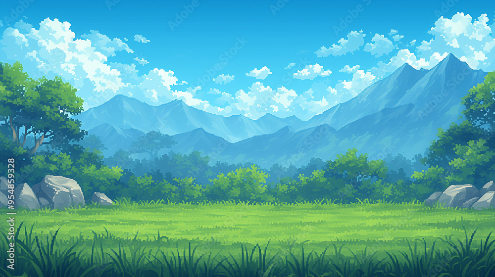 2D cartoon-style game background with a modern and minimalistic ...