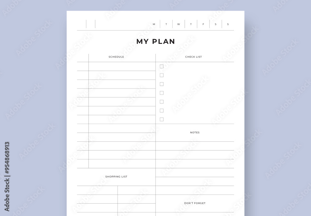 Clean Planner Layout With Minimal Style Stock Template | Adobe Stock