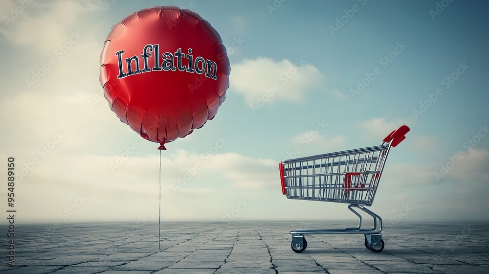 Inflation Risk: A balloon labeled "Inflation" rising while purchasing ...