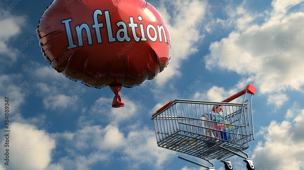 Inflation Risk: A balloon labeled "Inflation" rising while purchasing ...