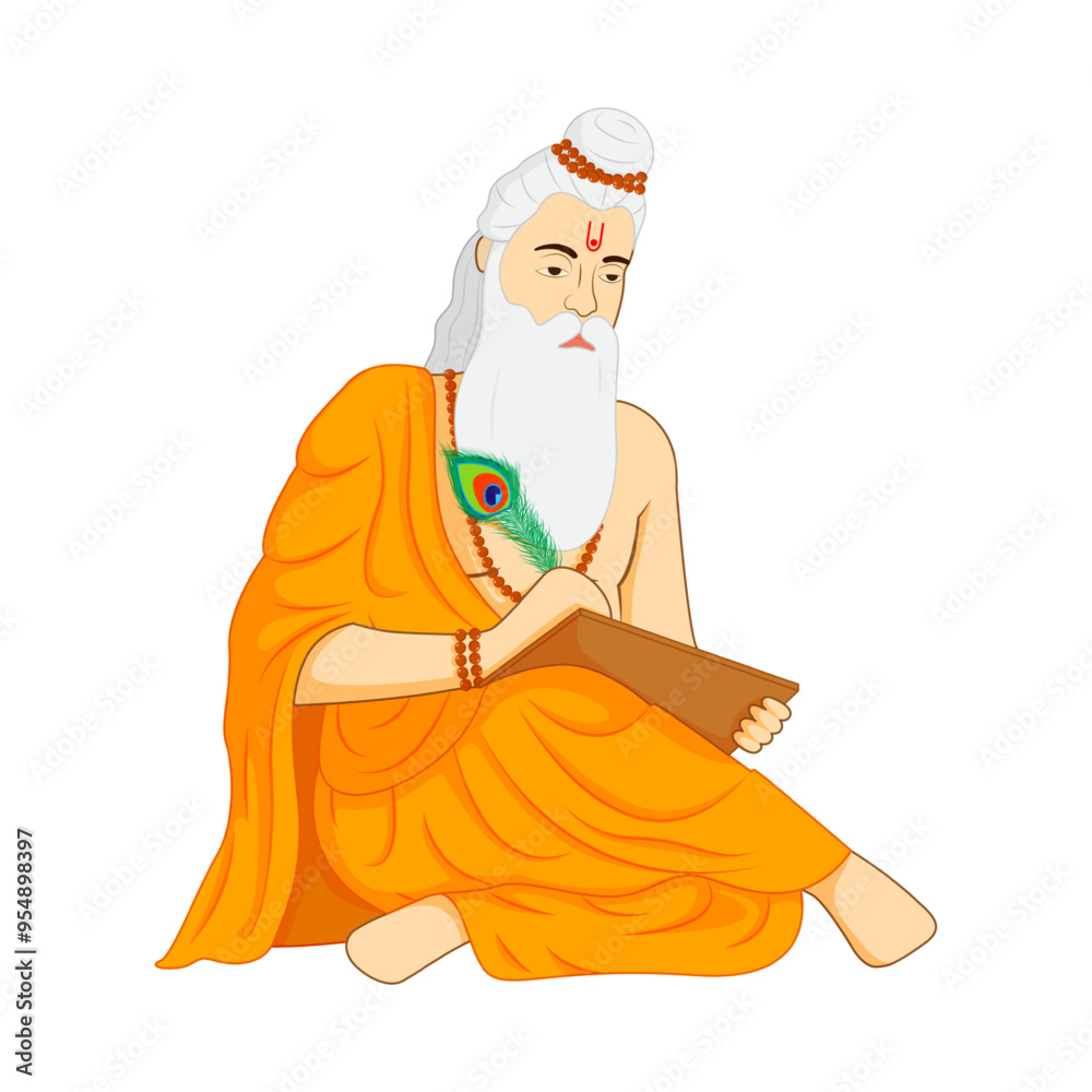Vector illustration of Maharshi Valmiki cartoon portrait on transparent ...