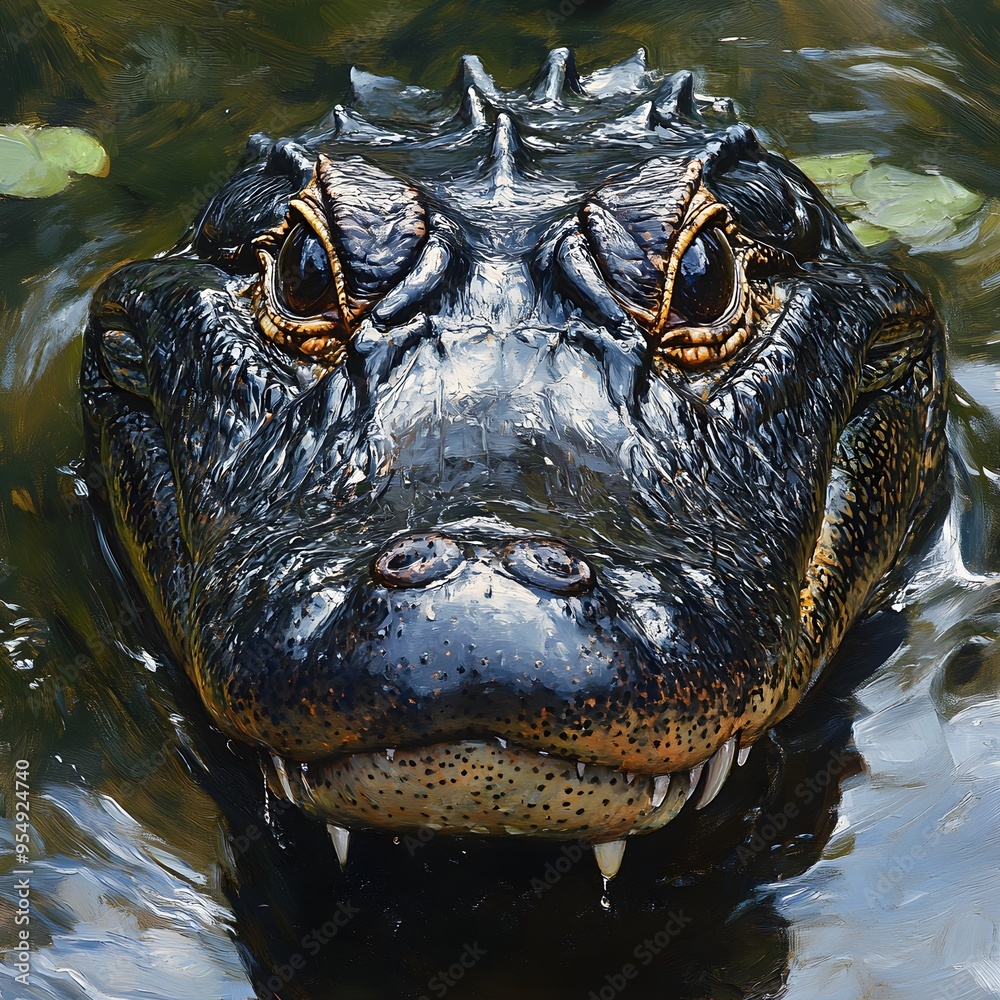 High-resolution 4K photograph of a saltwater crocodile lying in wait ...