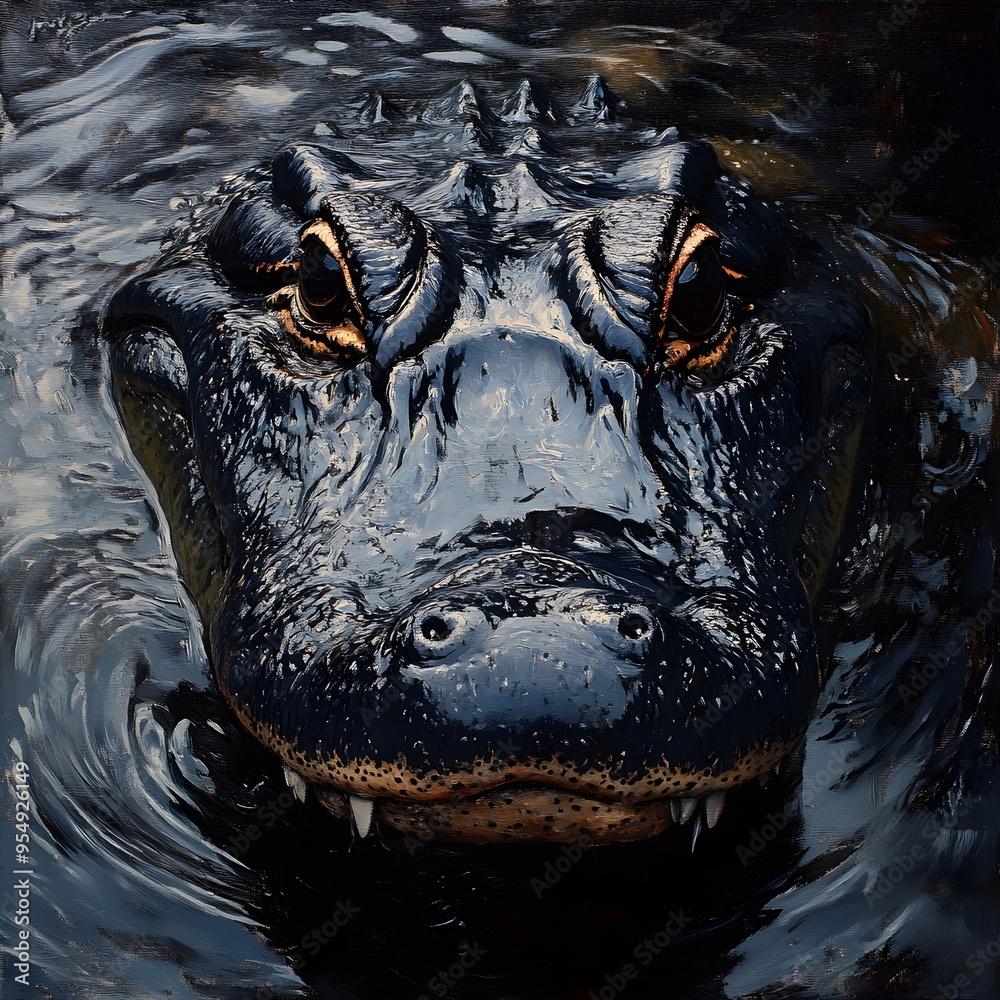 Ultra-detailed 4K image of a saltwater crocodile hiding beneath ...