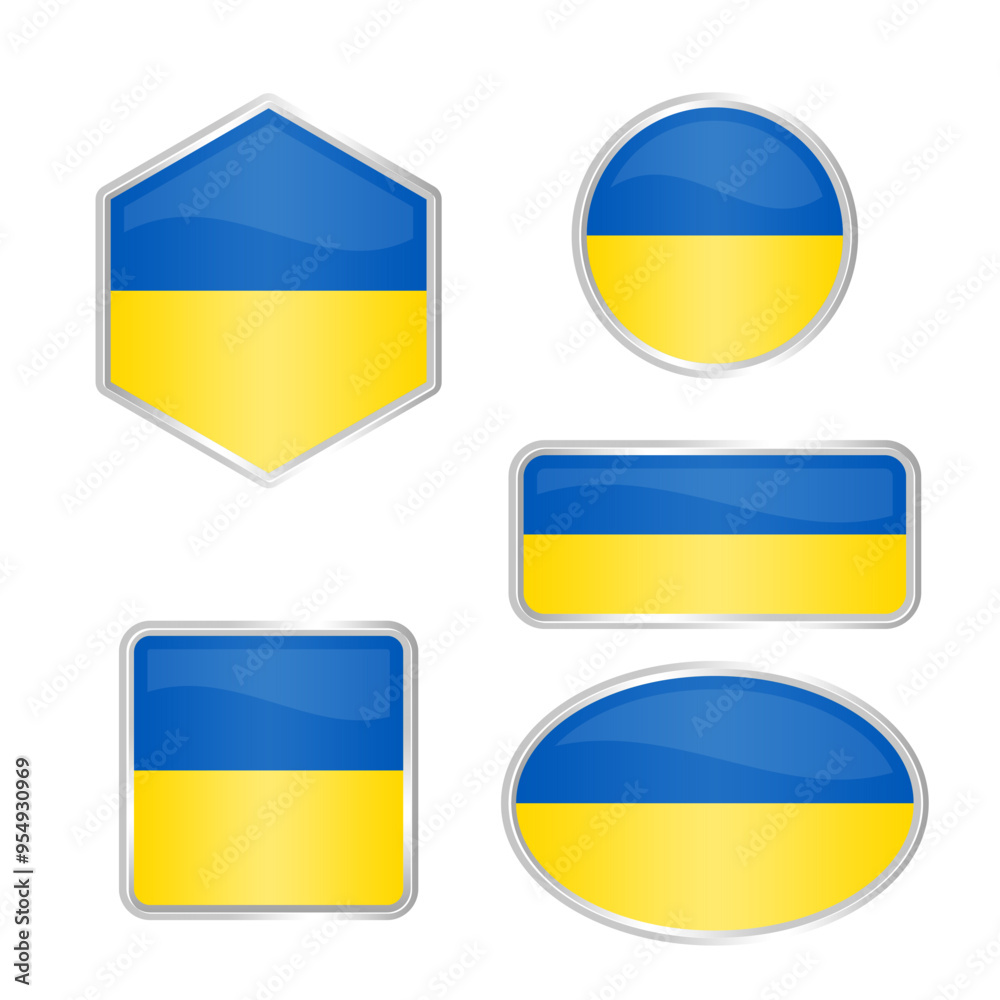 High-Quality Vector Illustration of Ukrainian Flag Icon Collection with ...