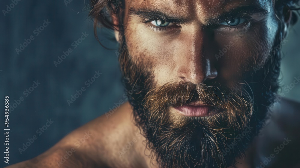 charismatic bearded man with rugged features and intense gaze dramatic ...