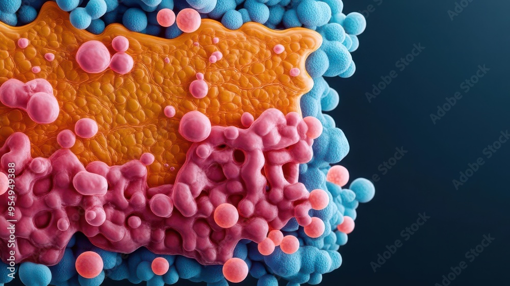 Microscopic view of cell membranes with lipid bilayer details and ...