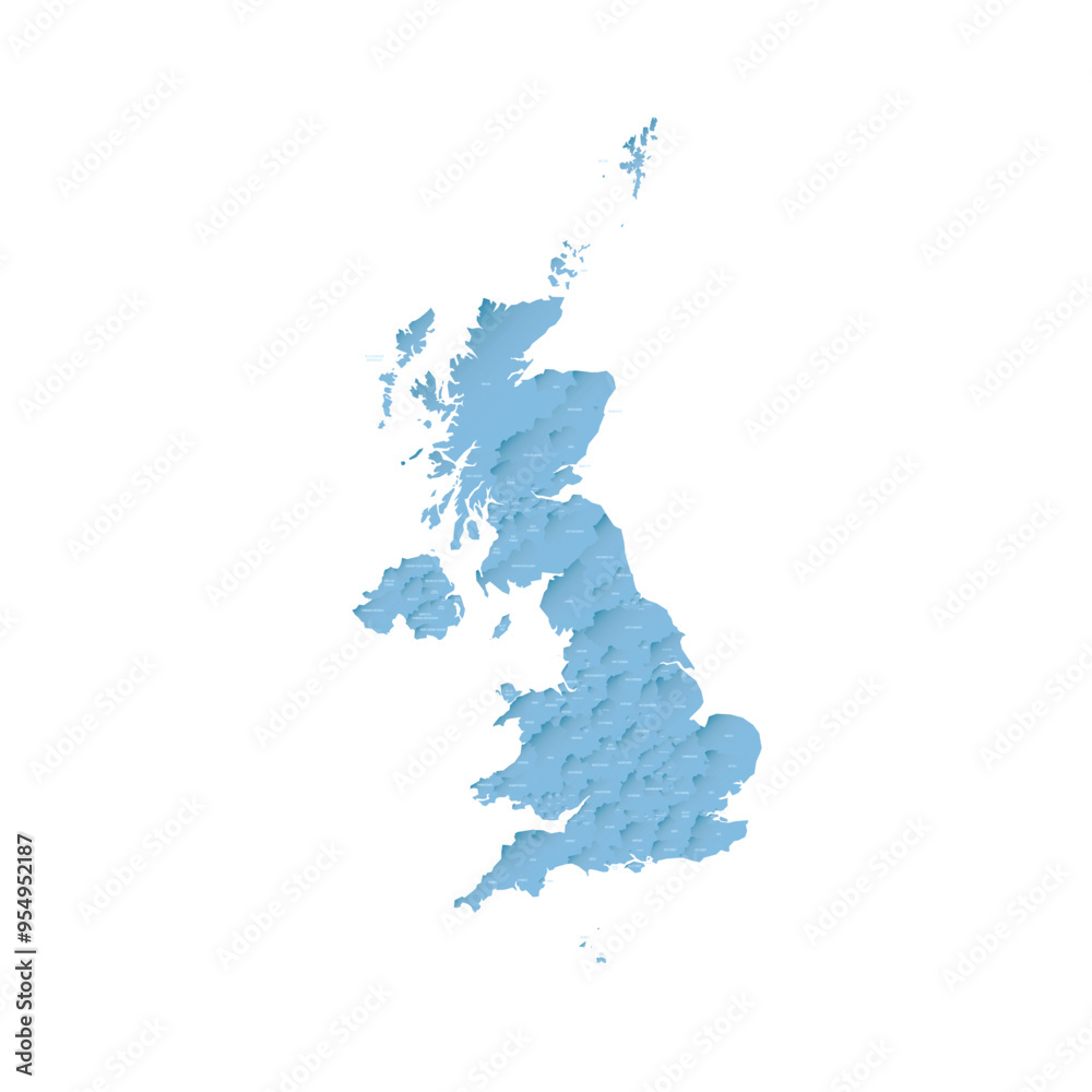 United Kingdom of Great Britain and Northern Ireland political map of ...