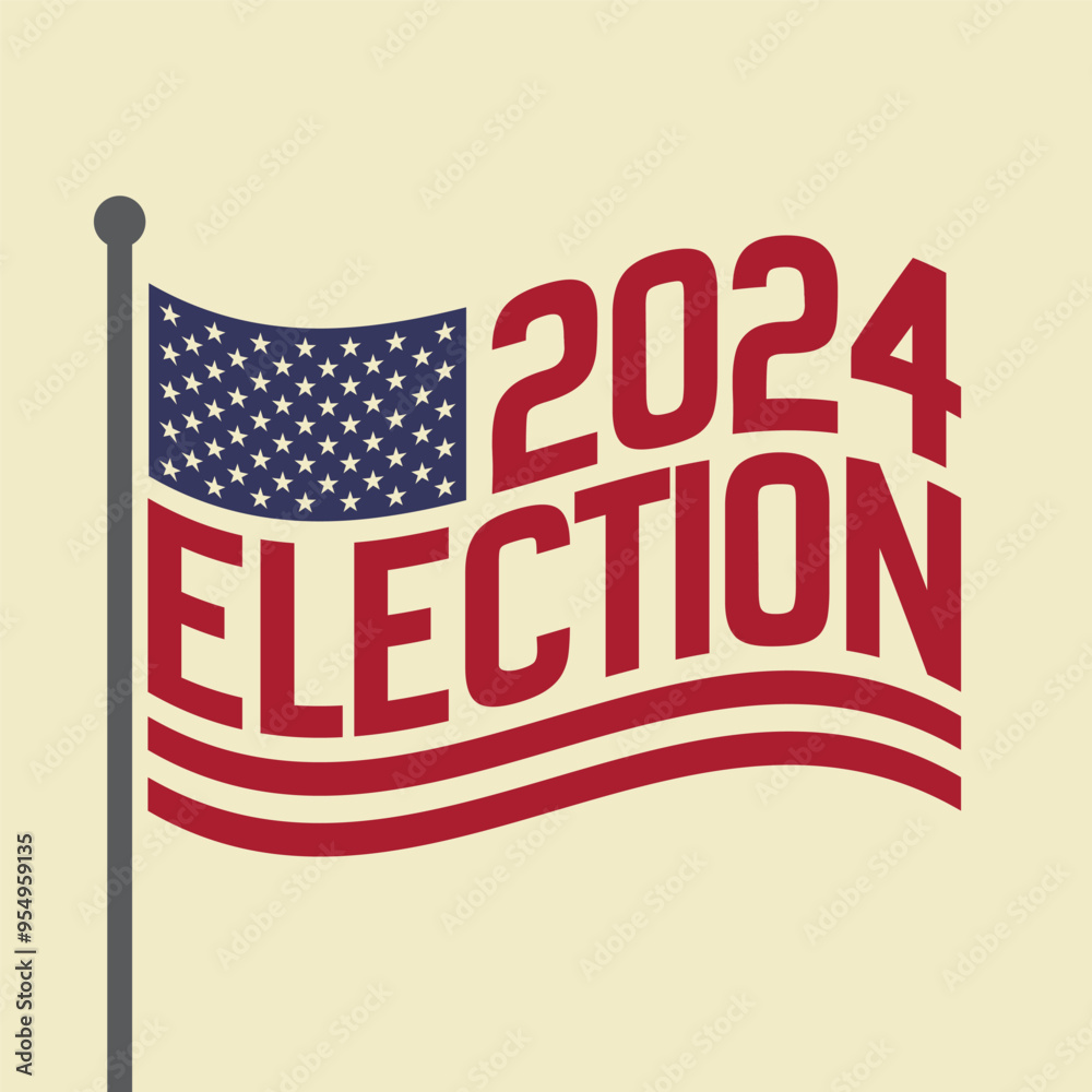 US election 2024 badge with American flag concept. Presidential ...