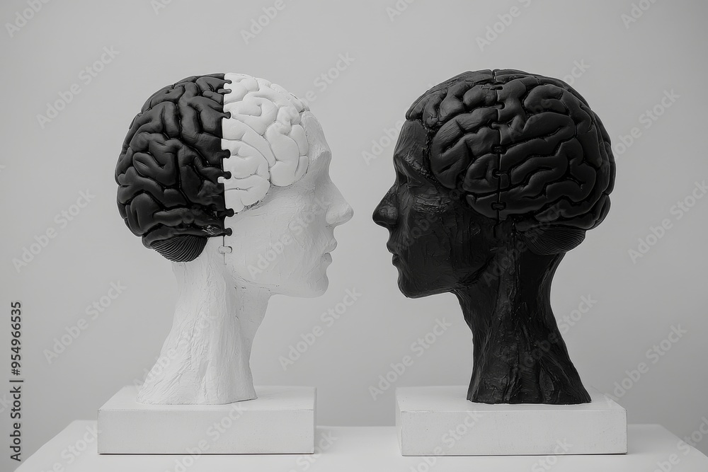 Lewy body dementia Precognitive Black and white sculptures of two heads ...